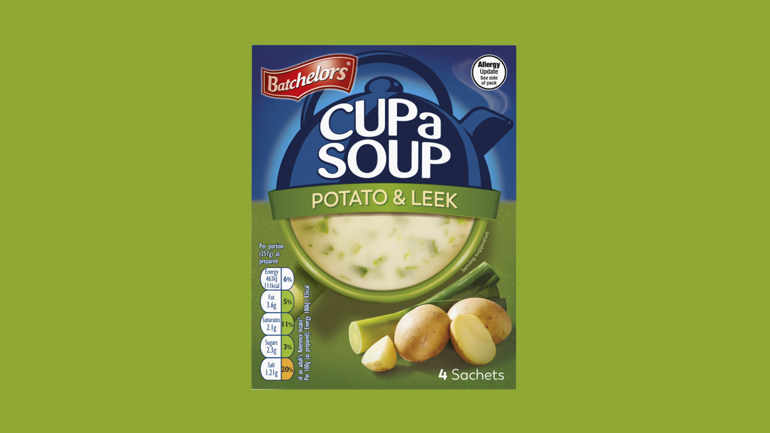 Batchelors Cup a Soup Potato & Leek 4 Sachets 107g - Batchelors